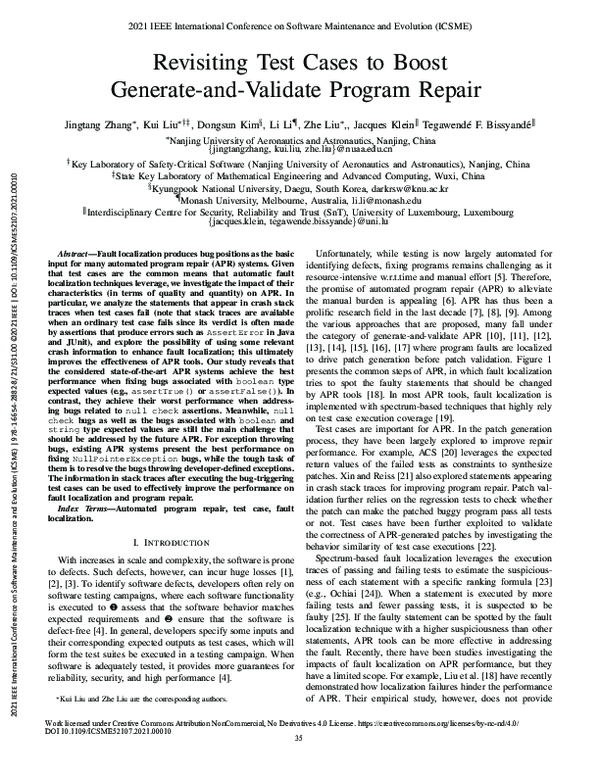 (PDF) Revisiting Test Cases to Boost Generate-and-Validate Program Repair