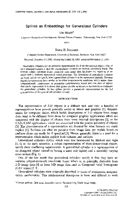 (PDF) Splines as embeddings for generalized cylinders