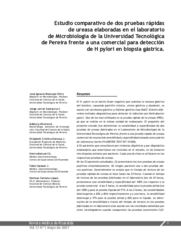 (PDF) Estudio comparativo de dos pruebas rápidas de ureasa elaboradas ...