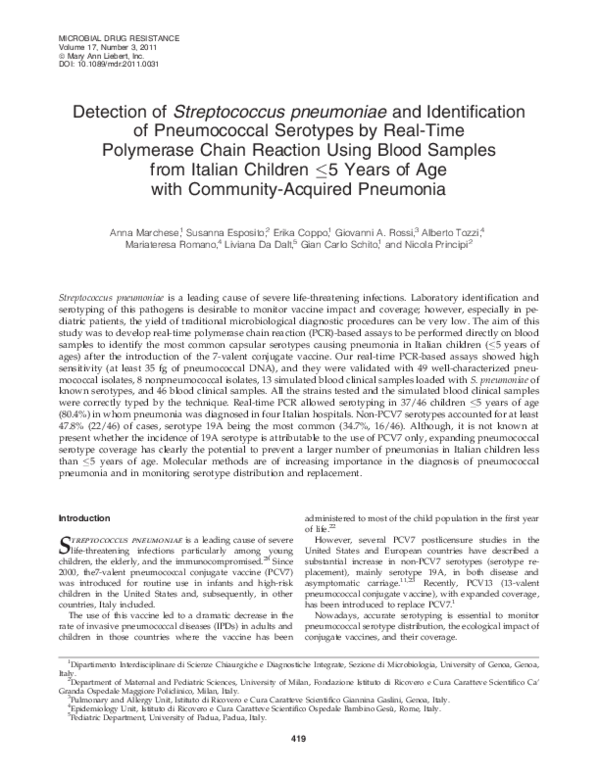 (PDF) Detection of Streptococcus pneumoniae and Identification of ...