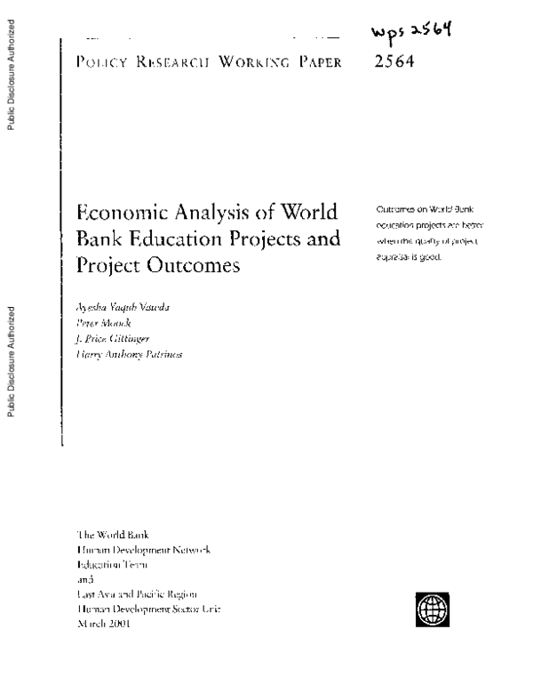 (PDF) Economic Analysis of World Bank Education Projects and Project ...