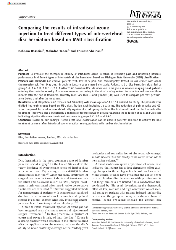 (PDF) Comparing the results of intradiscal ozone injection to treat ...