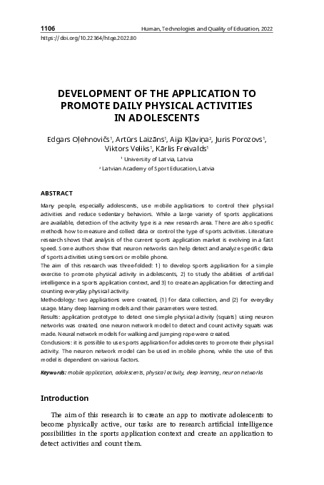 (PDF) Development of the Application to Promote Daily Physical ...