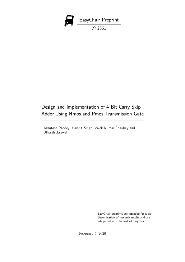 (PDF) Design and Implementation of 4 Bit Carry Skip Adder Using Nmos and Pmos Transmission Gate