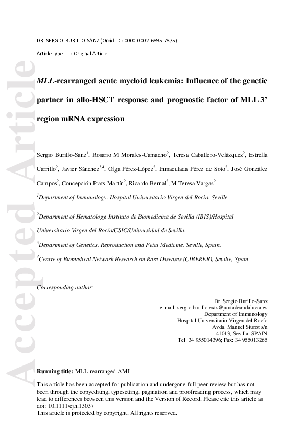 (PDF) Impact of MLL Partners on AML Prognosis