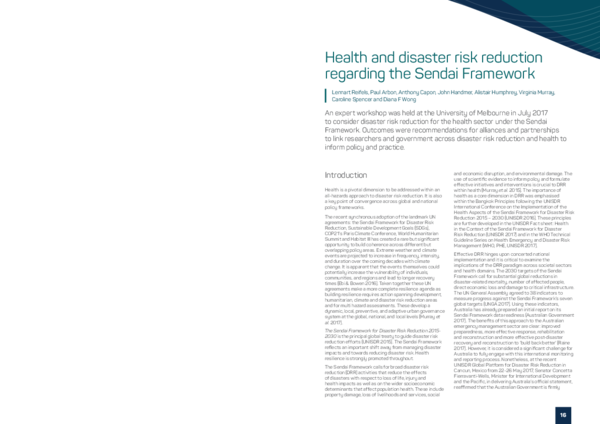 (PDF) Health and disaster risk reduction regarding the Sendai Framework