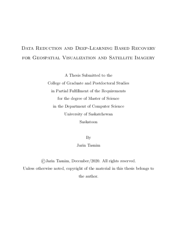 (PDF) Data Reduction and Deep-Learning Based Recovery for Geospatial Visualization and Satellite ...