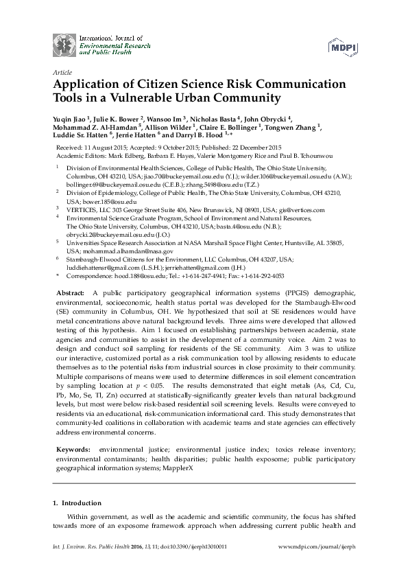 (PDF) Article Application of Citizen Science Risk Communication Tools ...
