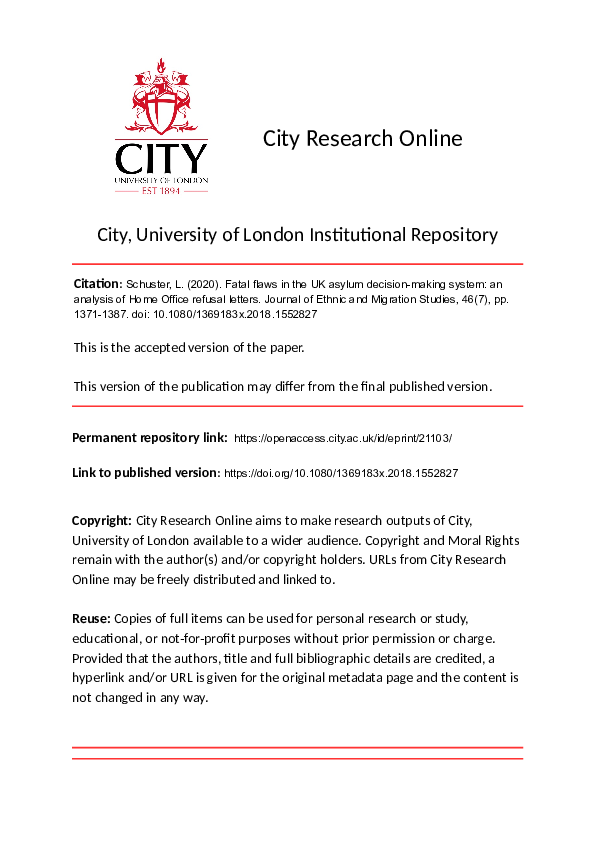 (PDF) Fatal flaws in the UK asylum decision-making system: an analysis ...