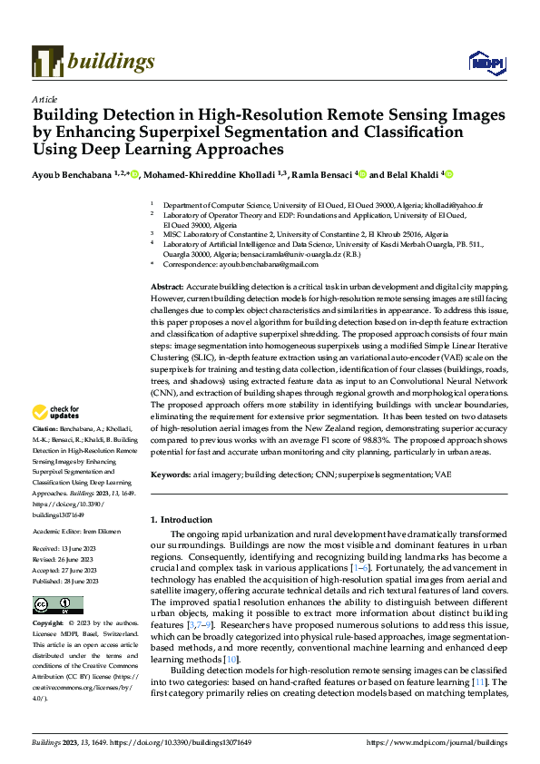 Pdf Building Detection In High Resolution Remote Sensing Images By