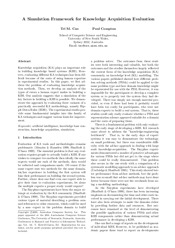 (PDF) A simulation framework for knowledge acquisition evaluation