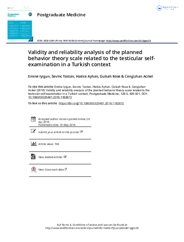 (PDF) Validity and reliability analysis of the planned behavior theory scale related to the ...
