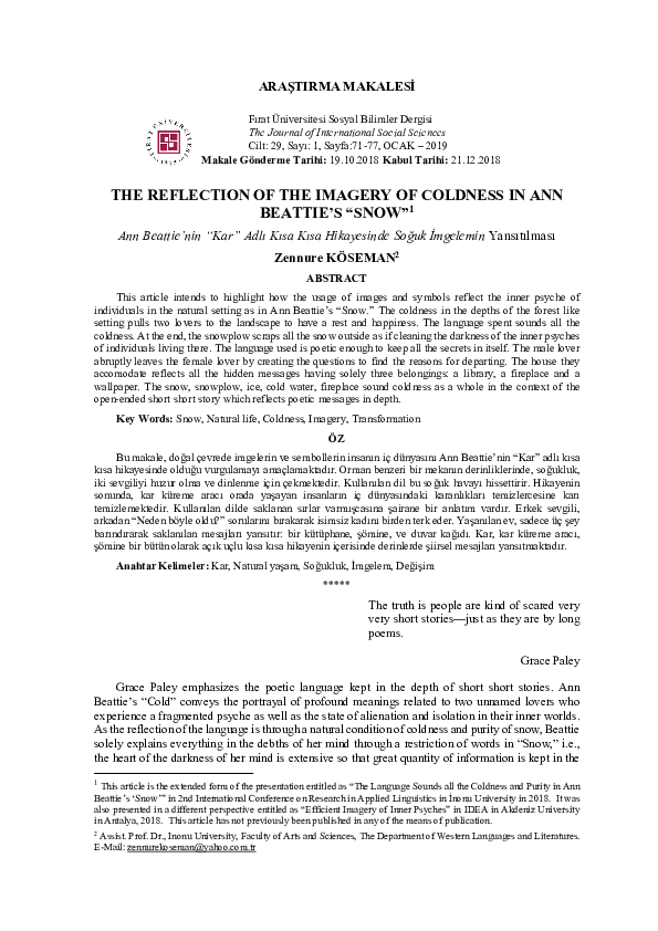 (PDF) The Reflection of the Imagery of Coldness in Ann