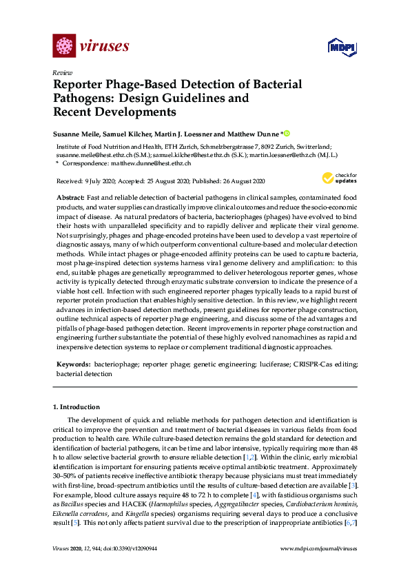 (PDF) Reporter Phage-Based Detection of Bacterial Pathogens: Design Guidelines and Recent ...
