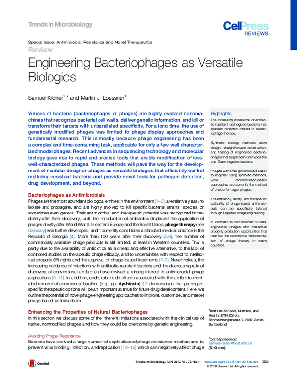 (PDF) Engineering Bacteriophages as Versatile Biologics
