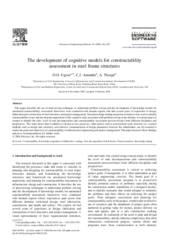(PDF) The development of cognitive models for constructability ...
