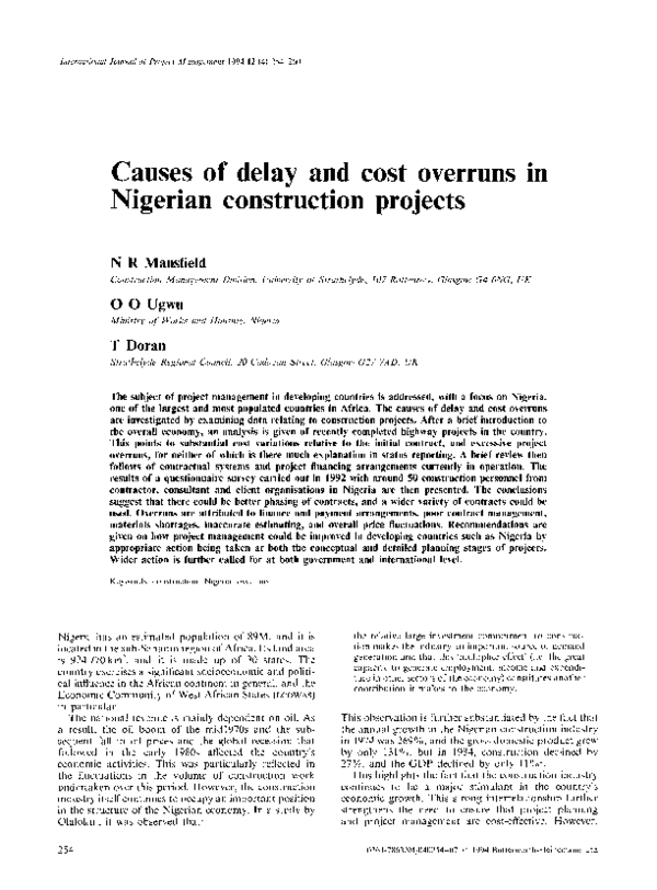 (PDF) Causes of delay and cost overruns in Nigerian construction projects