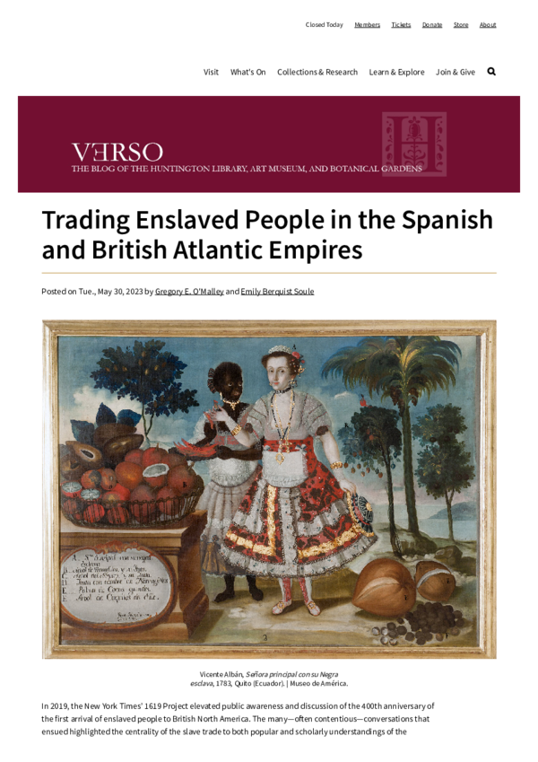 (PDF) Trading Enslaved People in the Spanish and British Atlantic Empires