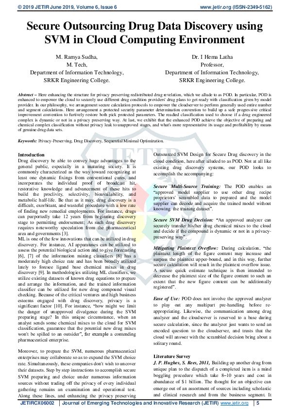 (PDF) Secure Outsourcing Drug Data Discovery using SVM in Cloud Computing Environment