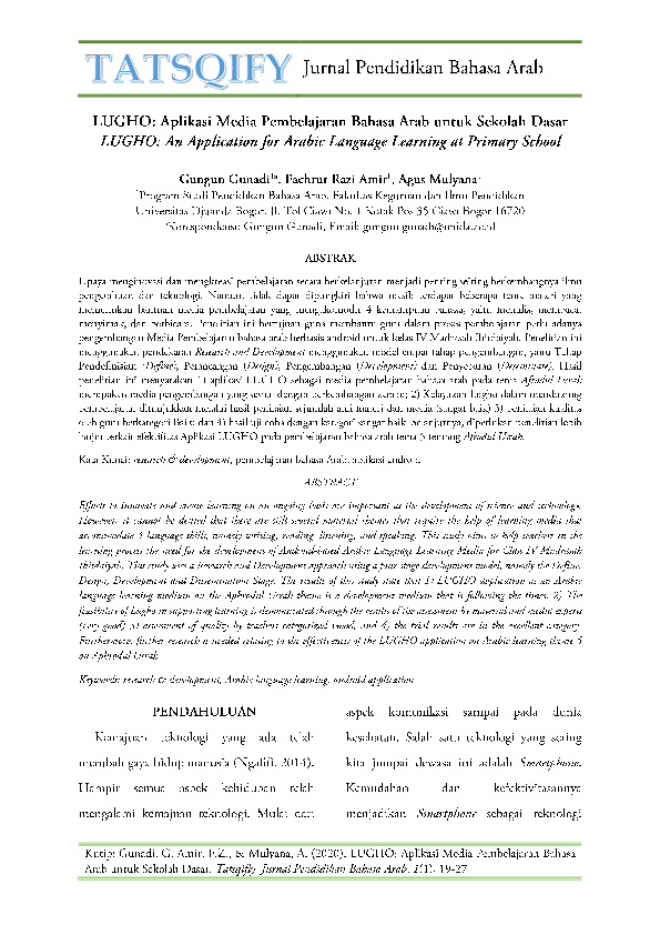 (PDF) LUGHO: Aplikasi Media Pembelajaran Bahasa Arab untuk Sekolah ...