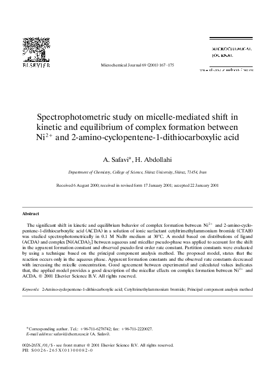 (PDF) Spectrophotometric study on micelle-mediated shift in kinetic and ...