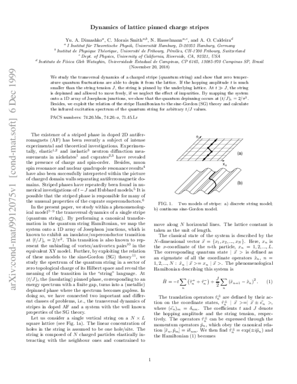 (PDF) Dynamics of lattice-pinned charge stripes