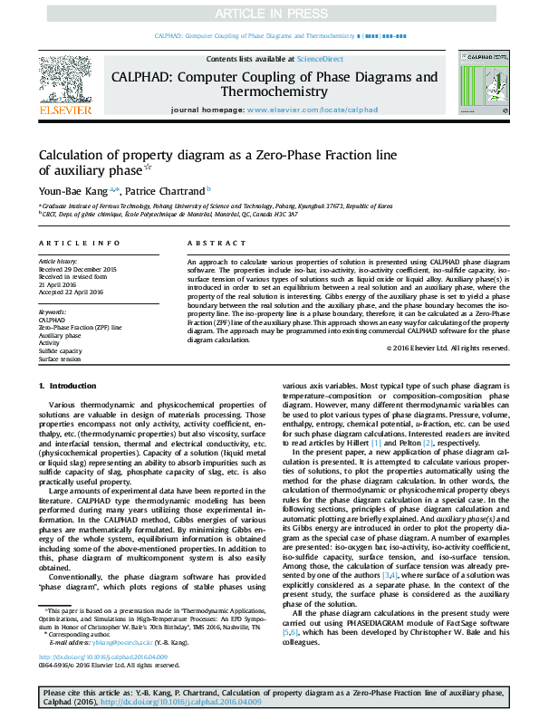 (PDF) Calculation of property diagram as a Zero-Phase Fraction line of ...