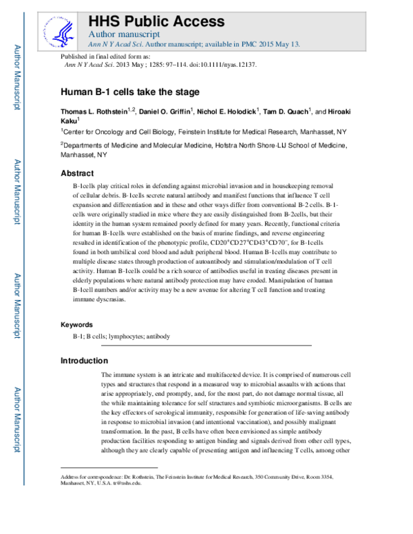 (PDF) Human B-1 cells take the stage | tam quach - Academia.edu