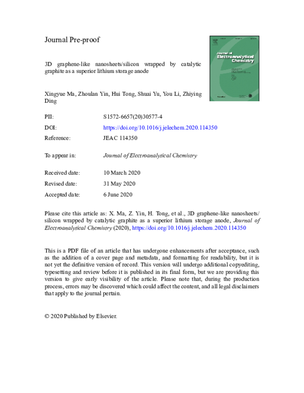 (PDF) 3D graphene-like nanosheets/silicon wrapped by catalytic graphite ...