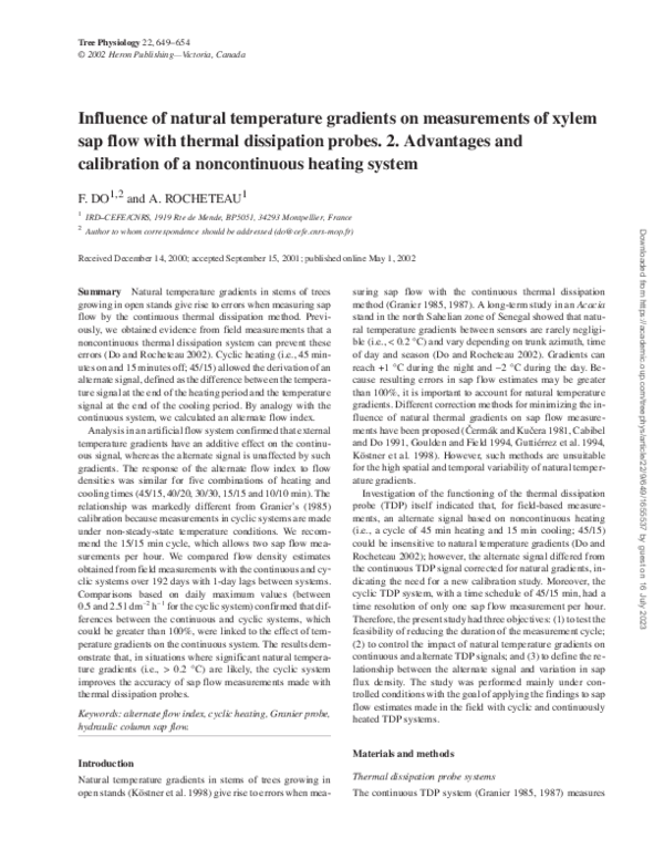 (PDF) Influence of natural temperature gradients on measurements of xylem sap flow with thermal ...