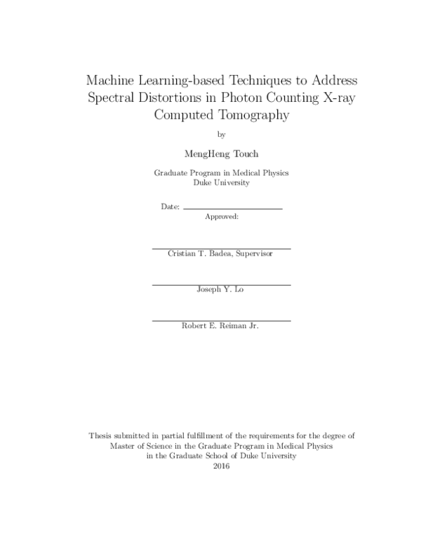 Pdf Machine Learning Based Techniques To Address Spectral Distortions In Photon Counting X Ray