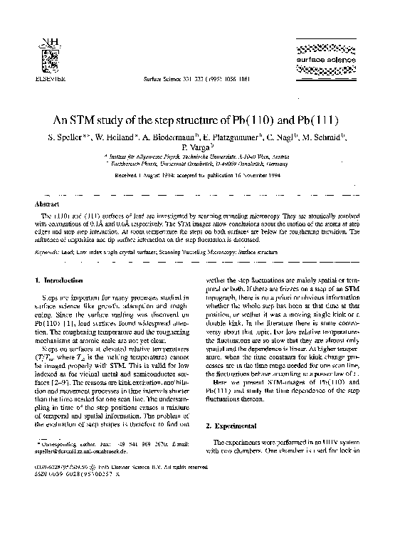 (PDF) An STM study of the step structure of Pb(110) and Pb(111)