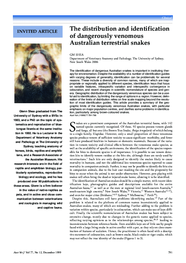 (PDF) The distribution and identification of dangerously venomous ...