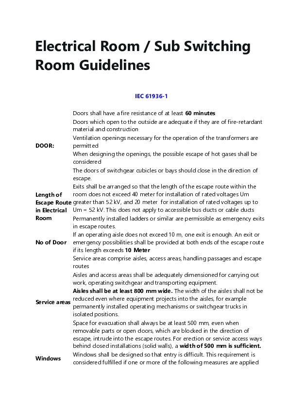 (PDF) Electrical Room / Sub Switching Room Guidelines