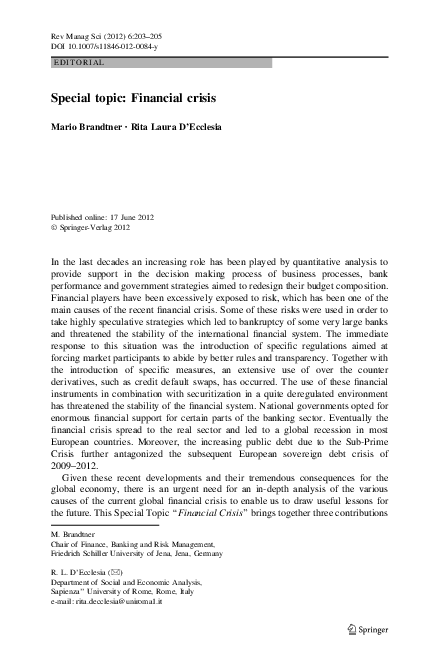 (PDF) Special topic: Financial crisis