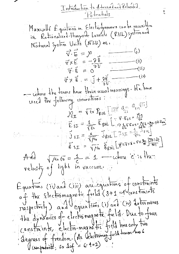 (PDF) Introduction to Advanced Retarded Potential | Abhirup Chakraborty ...