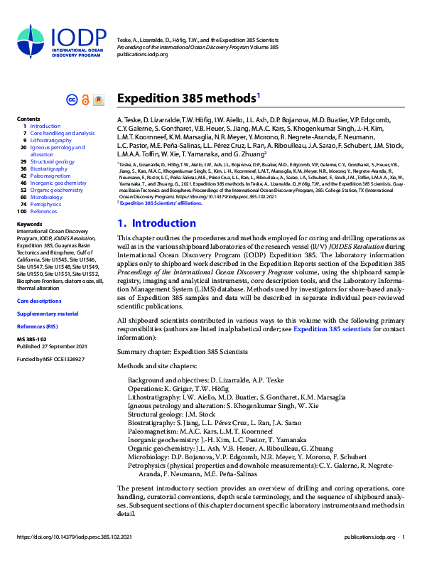 (PDF) Expedition 385 methods | Martine Buatier - Academia.edu