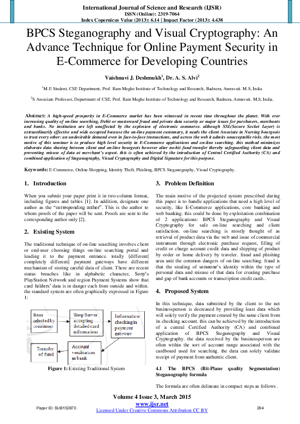 (PDF) BPCS Steganography and Visual Cryptography: An Advance Technique for Online Payment ...