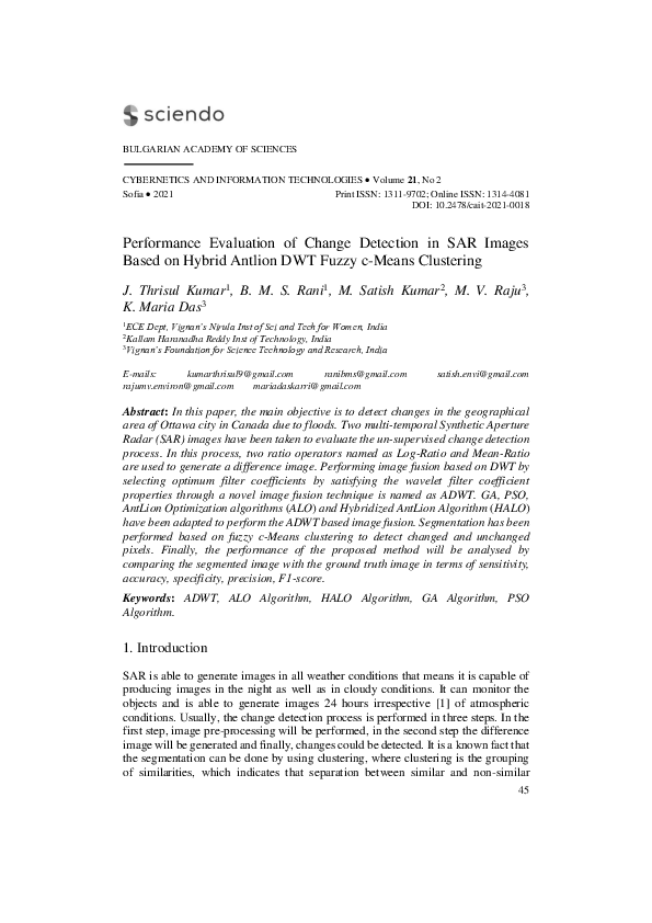 (PDF) Performance Evaluation of Change Detection in SAR Images Based on Hybrid Antlion DWT Fuzzy ...