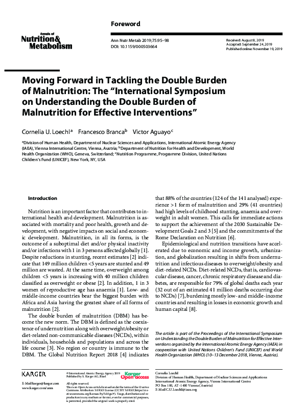 (PDF) Moving Forward in Tackling the Double Burden of Malnutrition: The ...