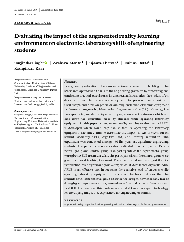 (PDF) Evaluating the impact of the augmented reality learning environment on electronics ...