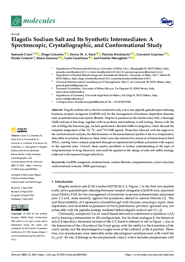 (PDF) Elagolix Sodium Salt and Its Synthetic Intermediates: A ...