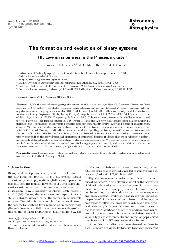 (PDF) The formation and evolution of binary systems | Jean-Claude ...