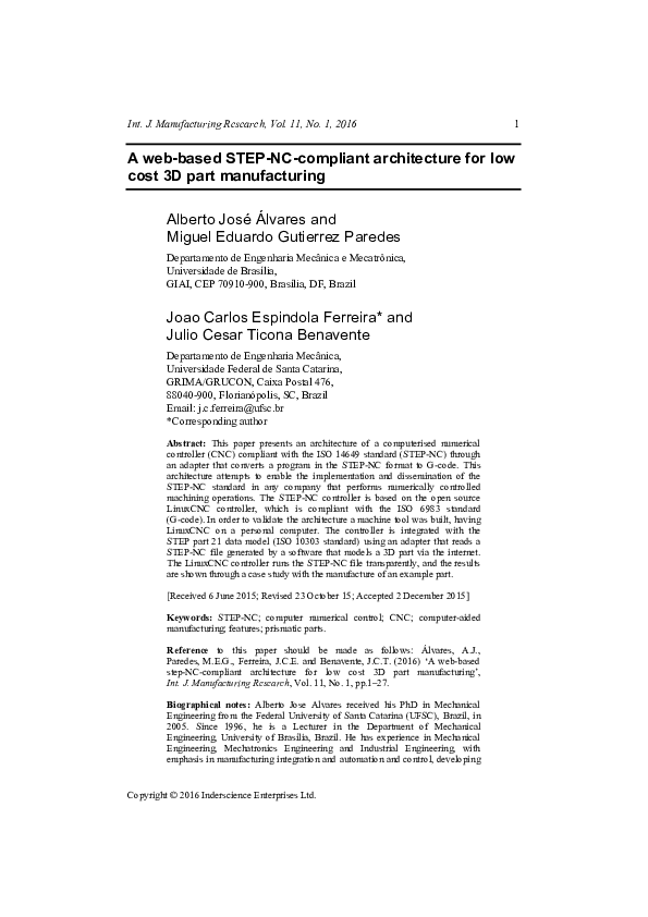 (PDF) A web-based STEP-NC-compliant architecture for low cost 3D part manufacturing