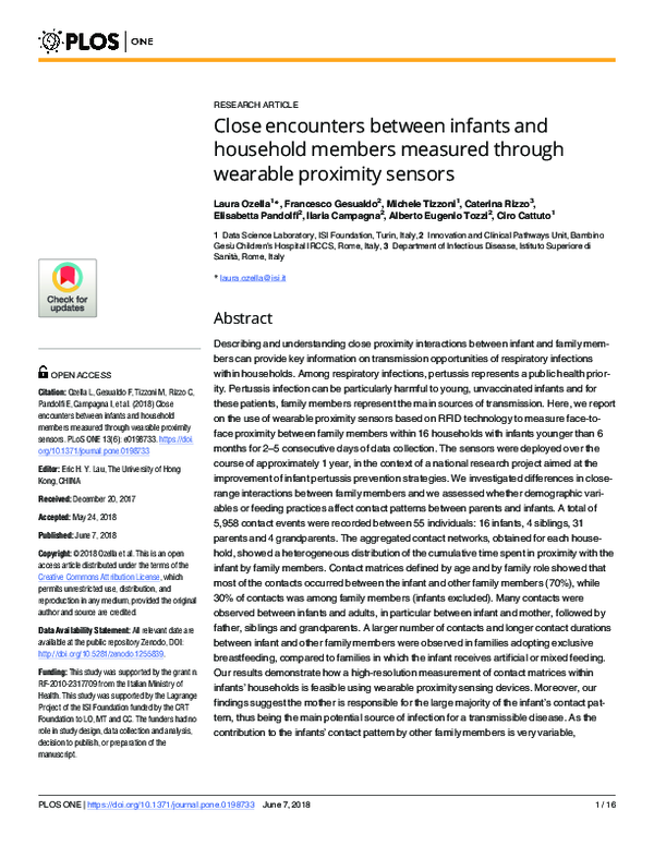 (PDF) Close encounters between infants and household members measured ...