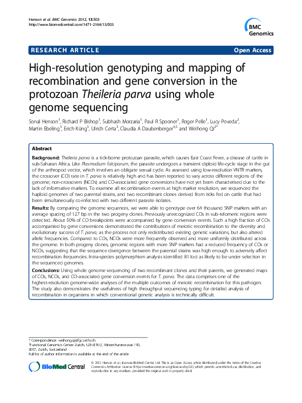 (PDF) High-resolution genotyping and mapping of recombination and gene conversion in the ...