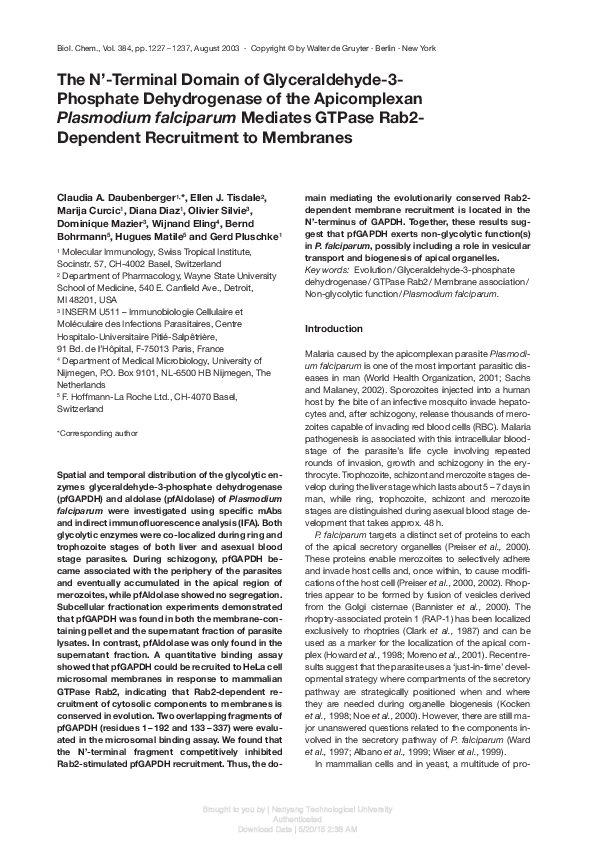 (PDF) The N’-Terminal Domain of Glyceraldehyde-3-Phosphate ...