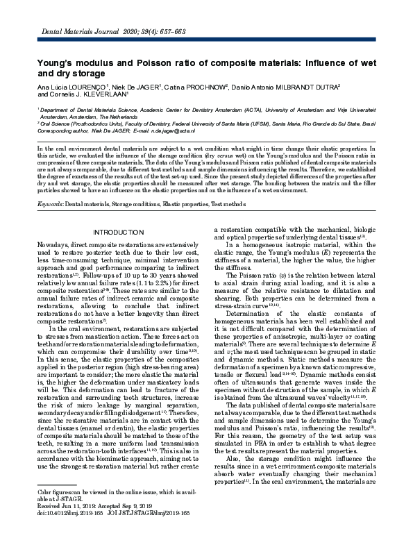 (PDF) Young’s modulus and Poisson ratio of composite materials ...