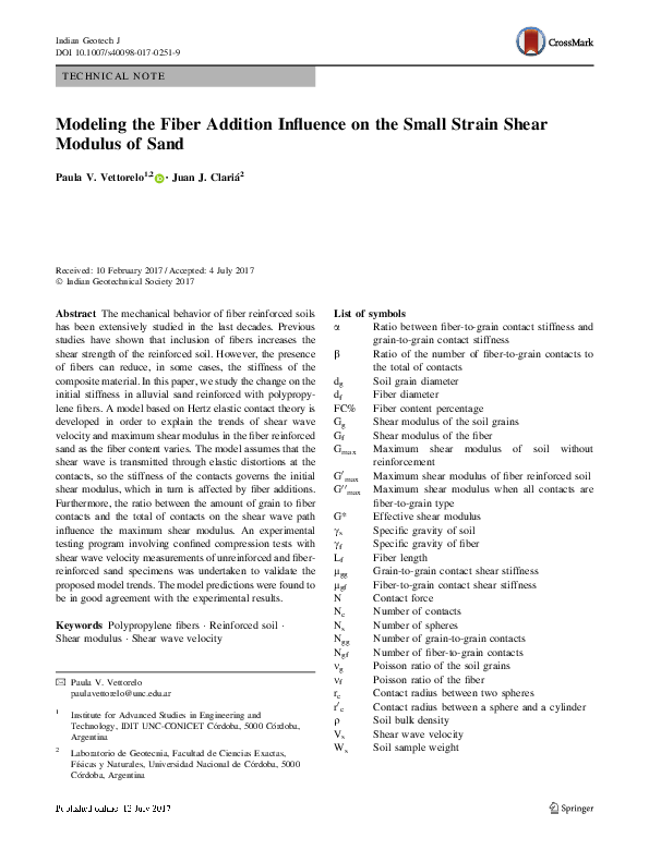 (PDF) Modeling the Fiber Addition Influence on the Small Strain Shear ...