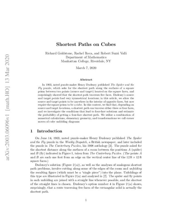 (PDF) Shortest Paths on Cubes
